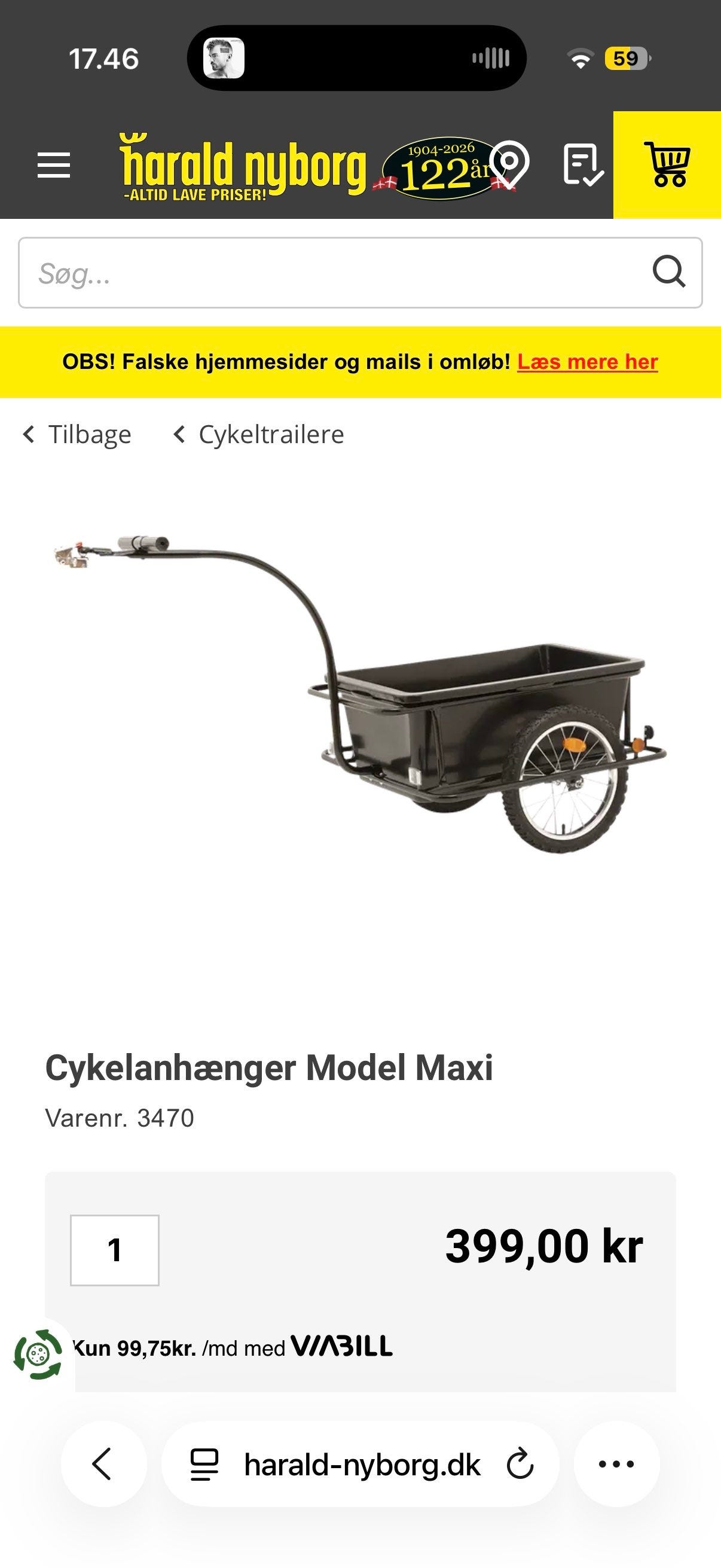 Cykelanhænger Model Maxi sort | DBA