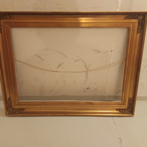Stort billede med guld ramme 100 x 100 cm | DBA