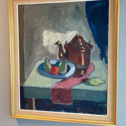 Dansk oliemaleri fra 1938 – Parti fra Lillebælt – signeret E ...