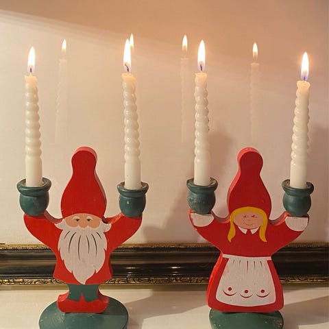 Vintage svensk sæt med 2 kulstager i træ - jul | DBA