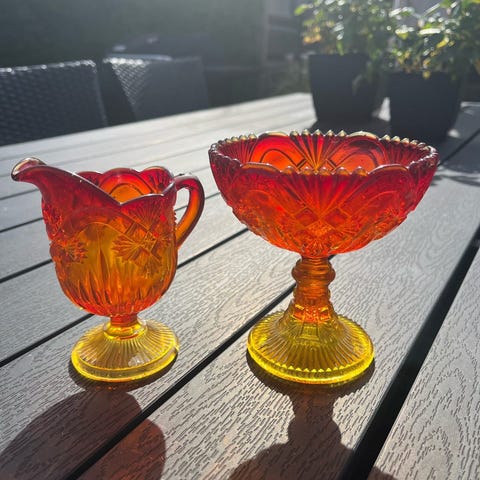 Fynes Glasværk Sukker opsats & Flødekande | DBA