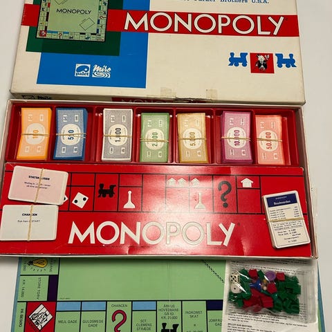 Vintage MONOPOLY brætspil i dansk udgave, 2-6 deltagere, SPIL OM FAST ...