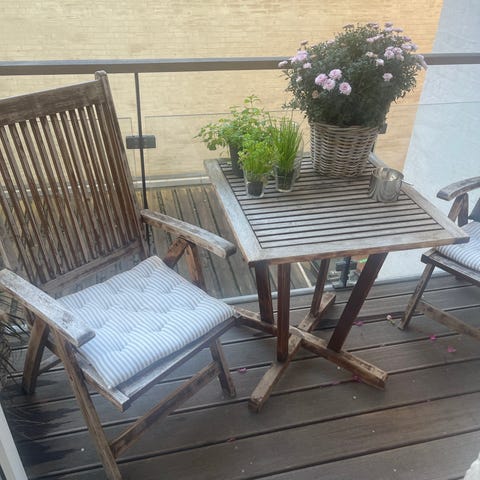 Træ Havemøbelsæt med bord og 2 stole | DBA