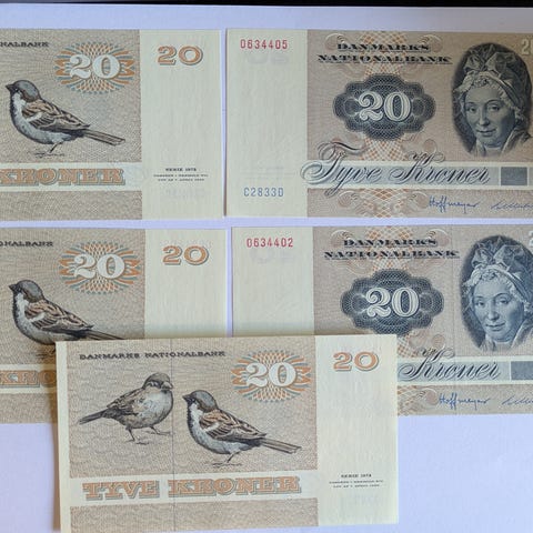 Ny Gamle danske pengesedler 20 kr sedler | DBA