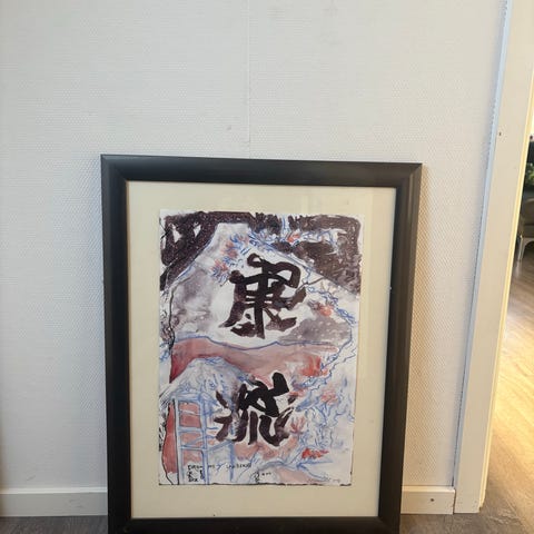 Hans krull japansk kalligrafi i sort og hvid ramme | DBA