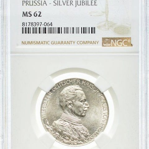 Tyskland, Preussen Wilhelm II. 2 Mark 1913 - NGC MS63 (Conmemora el 100 ...