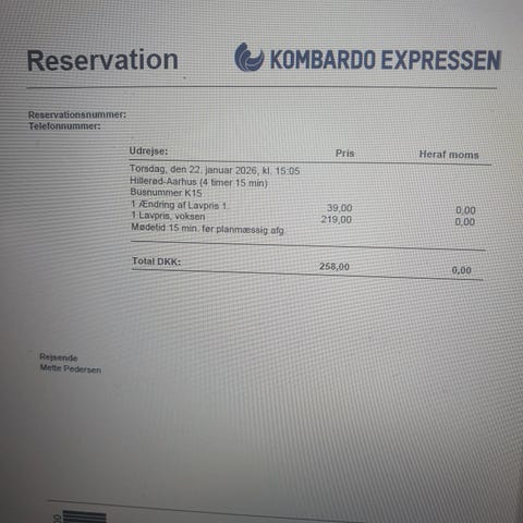 Kombardo Expressen Aarhus- københavn voksenbillet | DBA