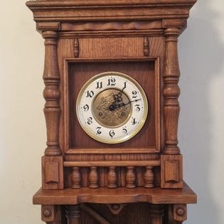 Gemarmerde vægklokke - F. Hermle - Art Deco Messing - 1970-1980 | DBA