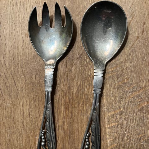 Bestik sæt i metal med ske og gaffel | DBA