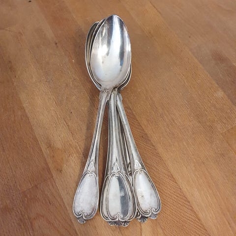 6 stk pletsølv skeer | DBA