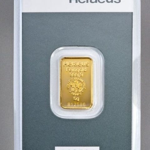 5 gram - Guld 999 - Argor-Heraeus, Switzerland - Forseglet & Med ...