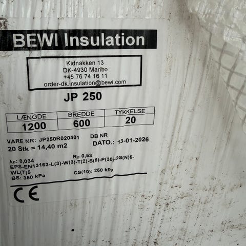 BEWi G250 isoleringsplader 1200x1200x150 mm hvid | DBA
